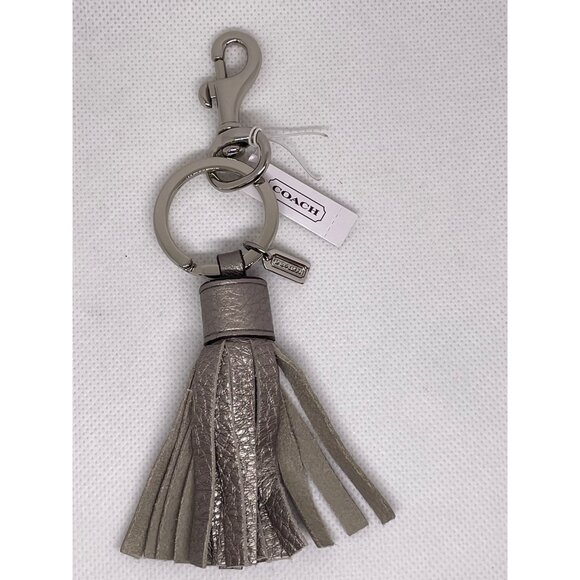 Coach | Accessories | Nwt Coach Silver Leather Tassel Key Fob Keychain | Poshmark